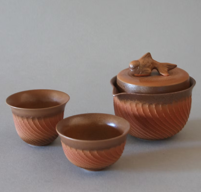 Gaiwan Travel Set - Clay Fish – Happy Lucky's Teahouse